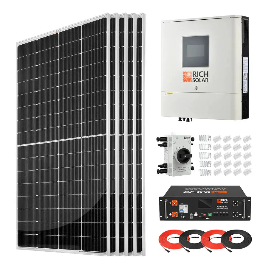 Rich Solar 1250W 48VDC-120VAC Solar Kit - High Performance — US Solar Shop